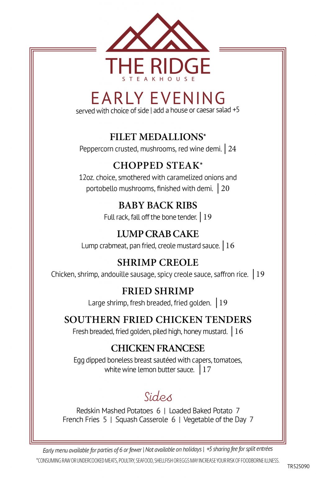 The Ridge | Menu - The Ridge Steakhouse