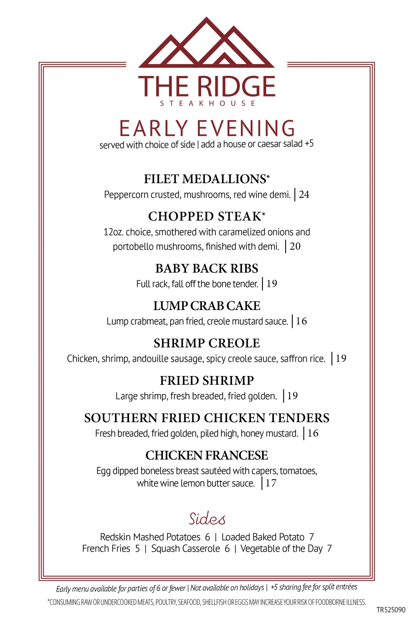 The Ridge | Menu - The Ridge Steakhouse
